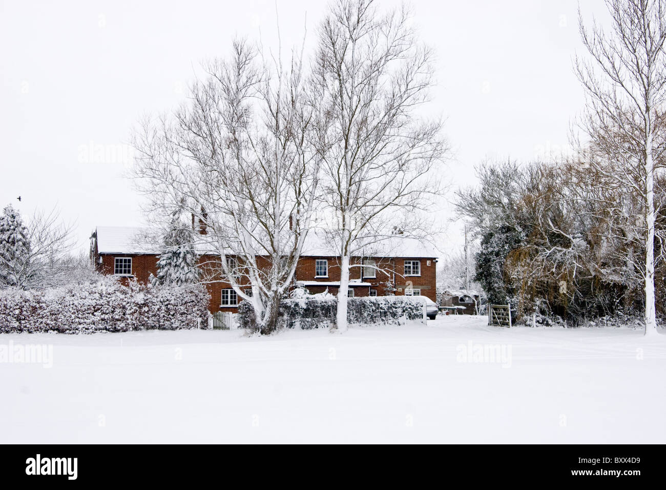 Snow covered landscape, Suffolk, England Stock Photo - Alamy
