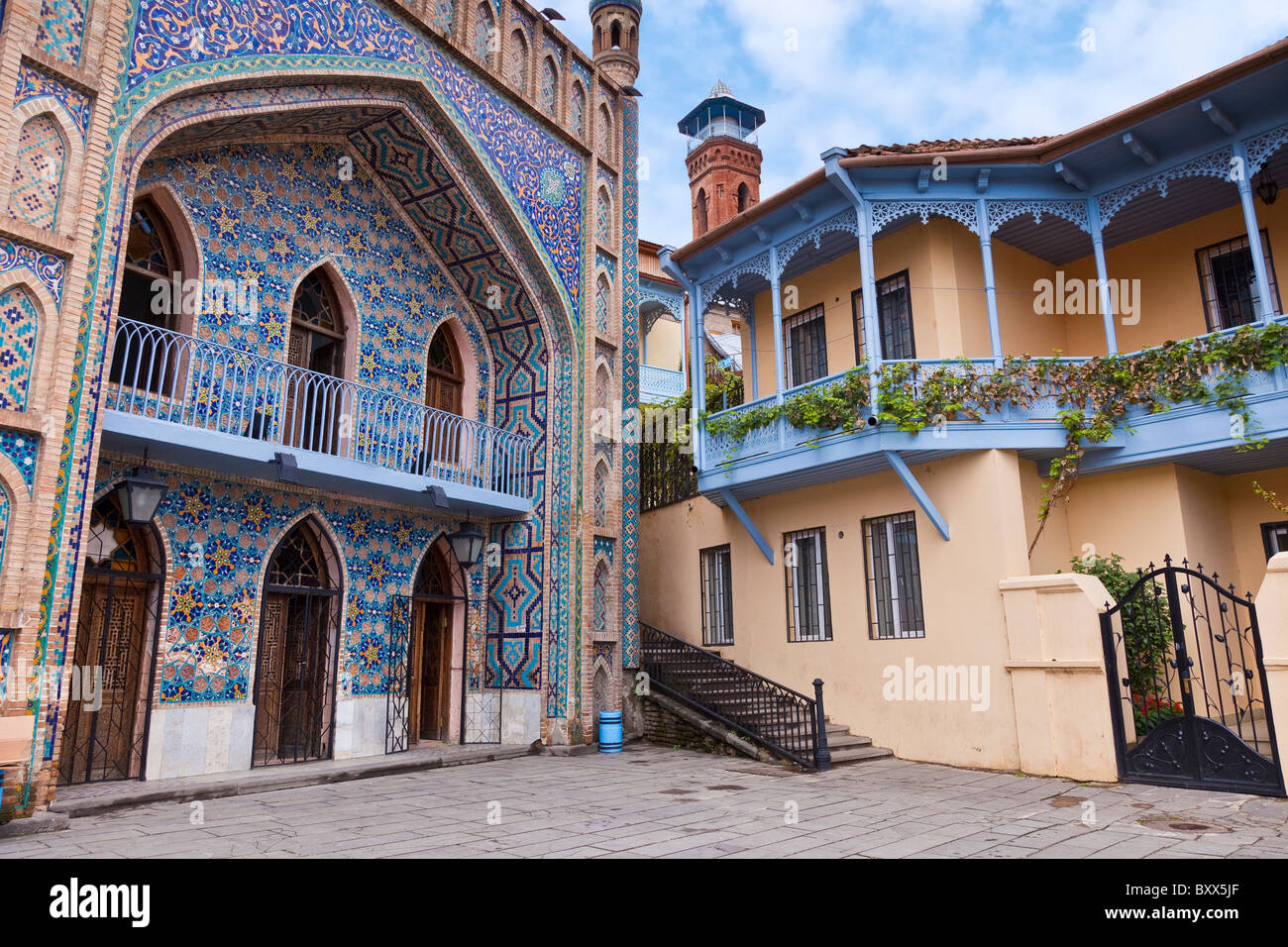Entrance to Orbeliani sulfur or sulphur baths looking like a Persian ...