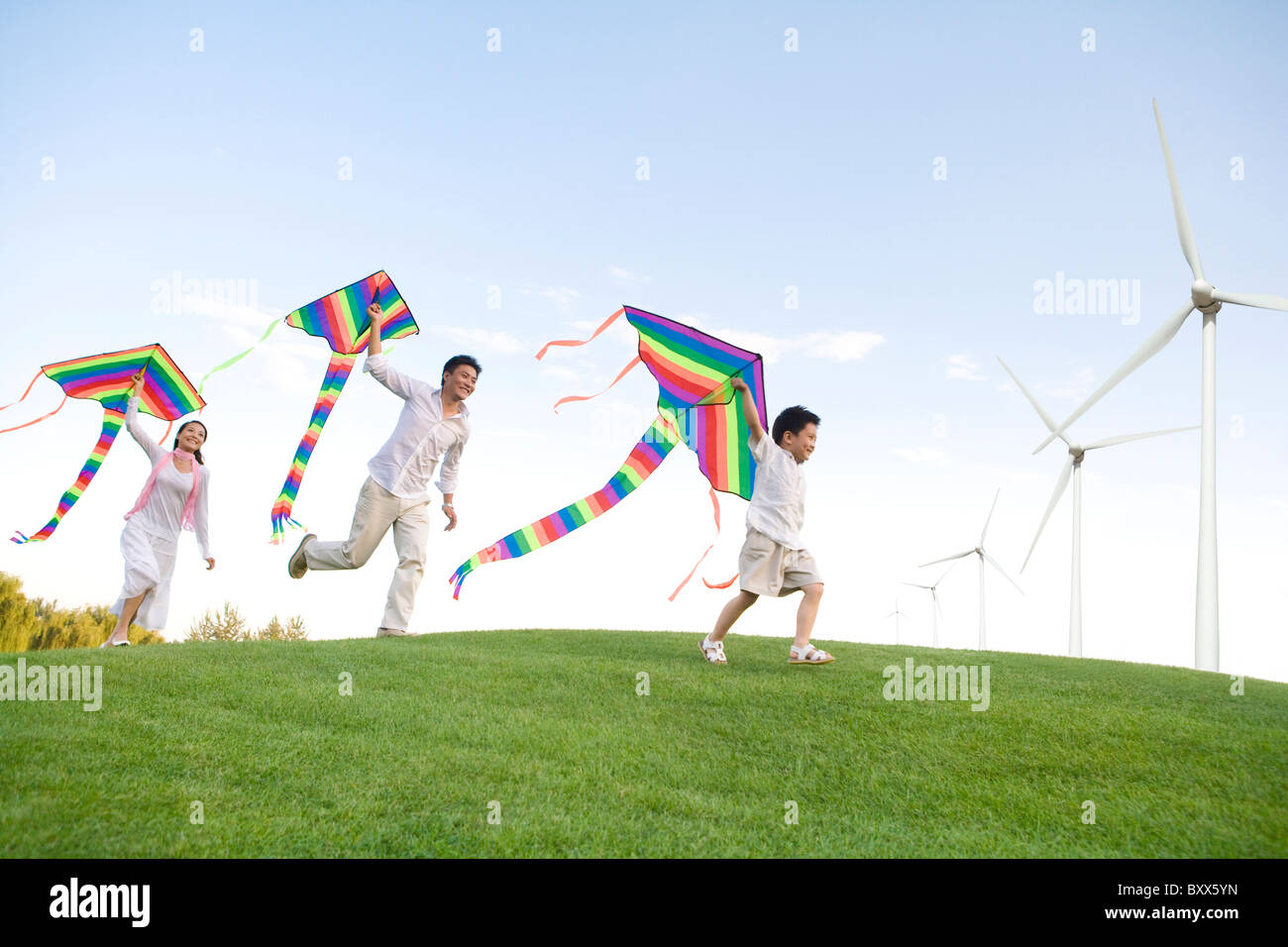 Family with windmill Stock Photo - Alamy