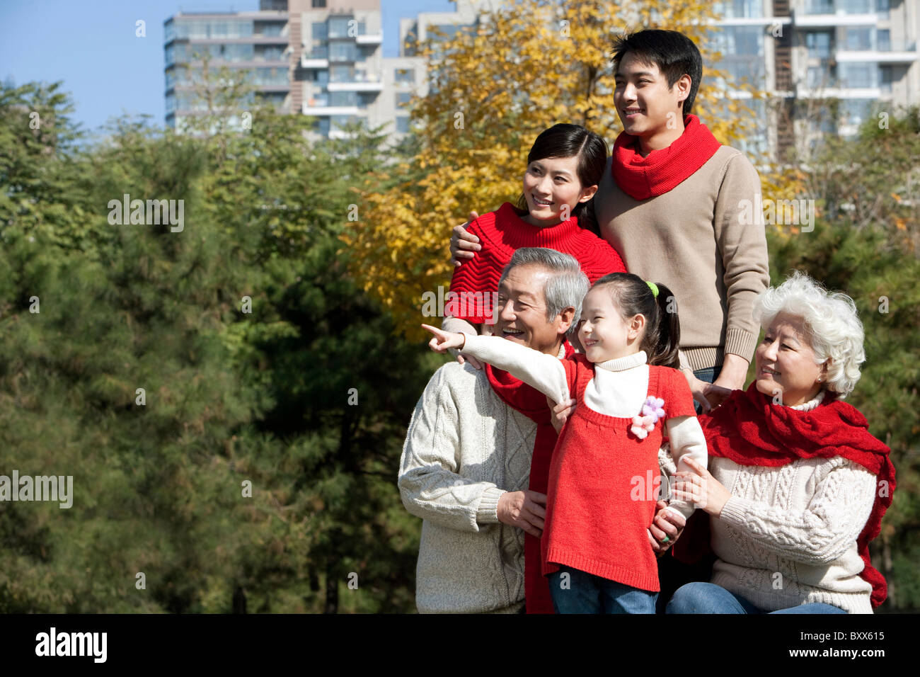 Three Generation Family Enjoying a Park in Autumn Stock Photo - Alamy