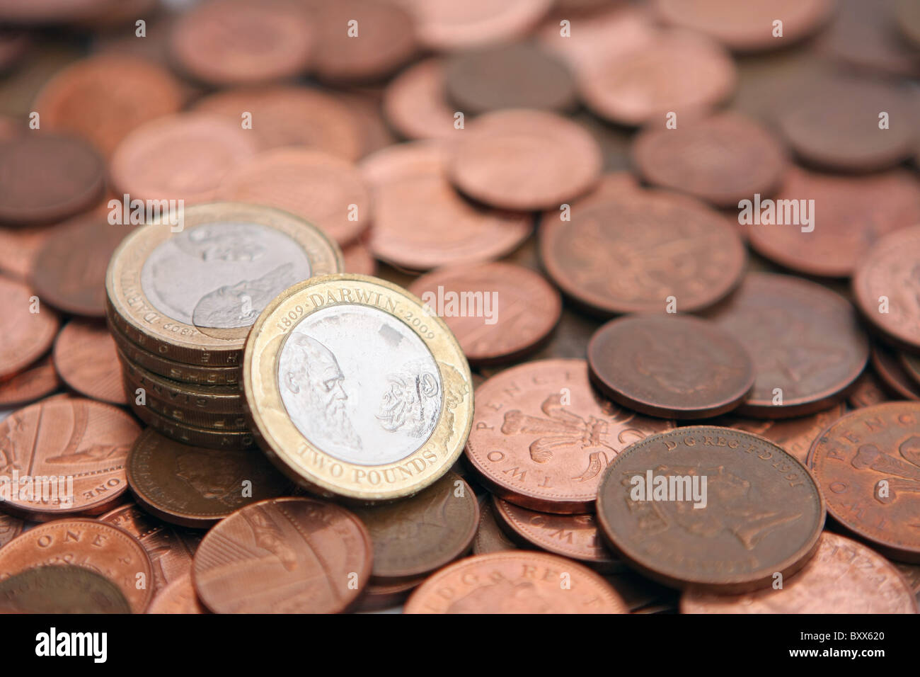 2p coins stack hi-res stock photography and images - Alamy