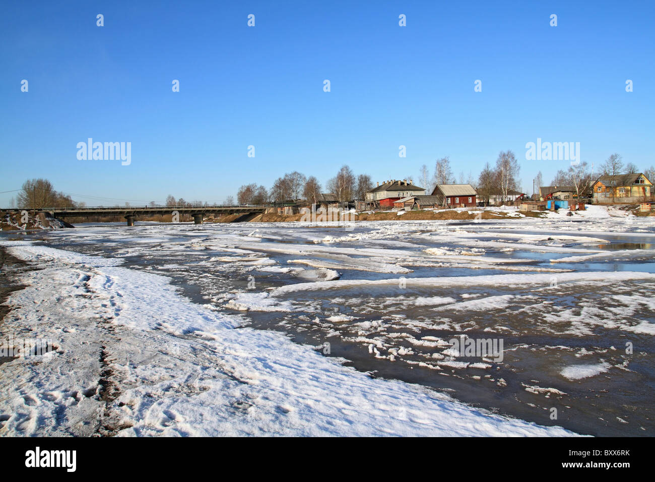 driving of ice on river Stock Photo - Alamy