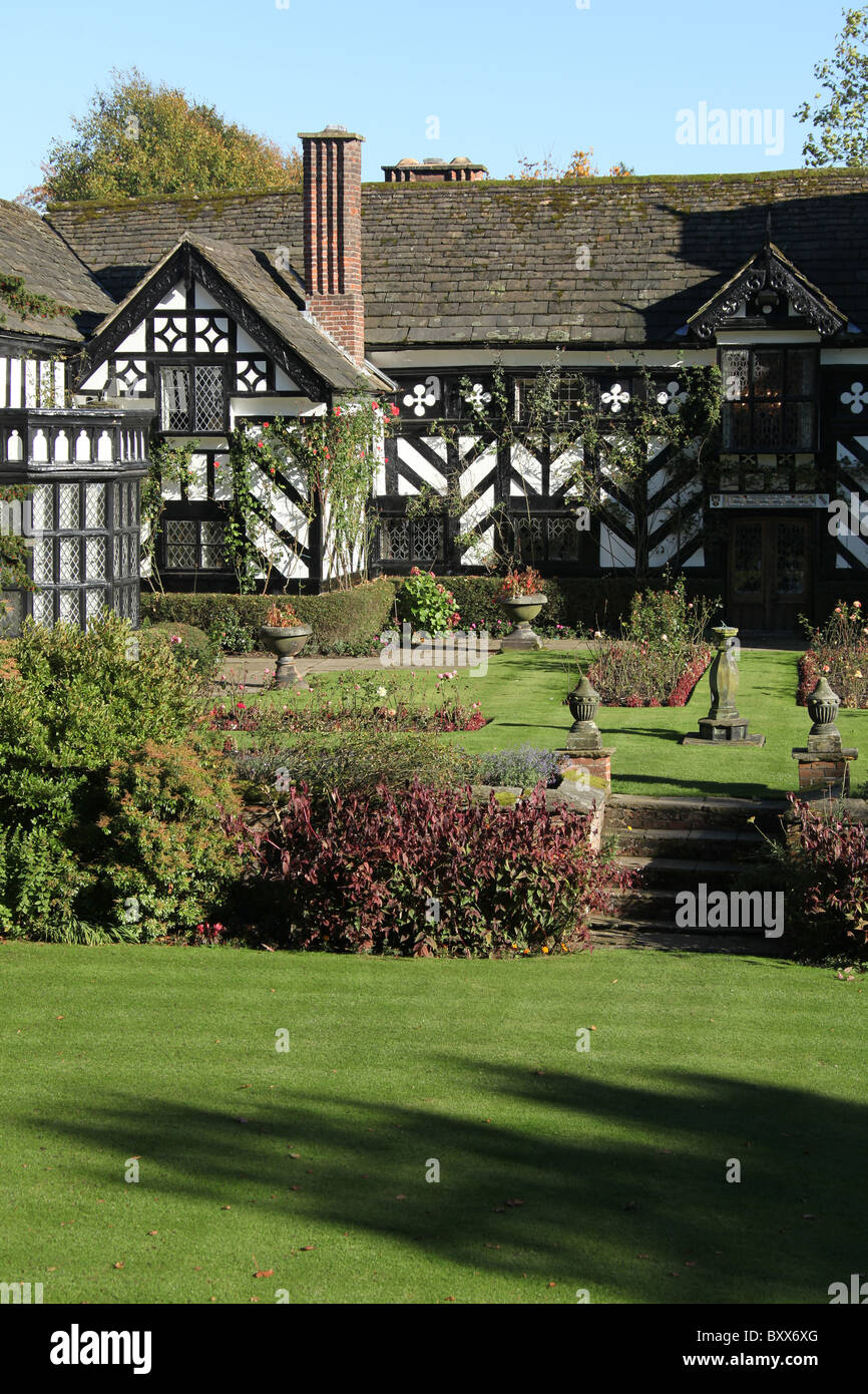 Gawsworth Old Hall, England. Autumnal view of Gawsworth garden with ...