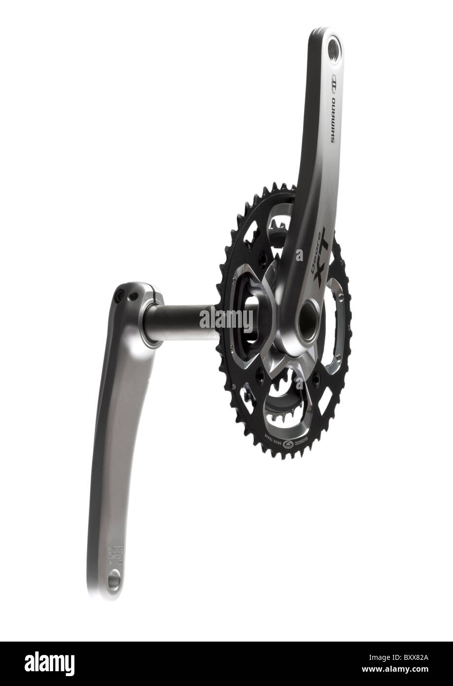 Mountain bike crankset on white background Stock Photo - Alamy