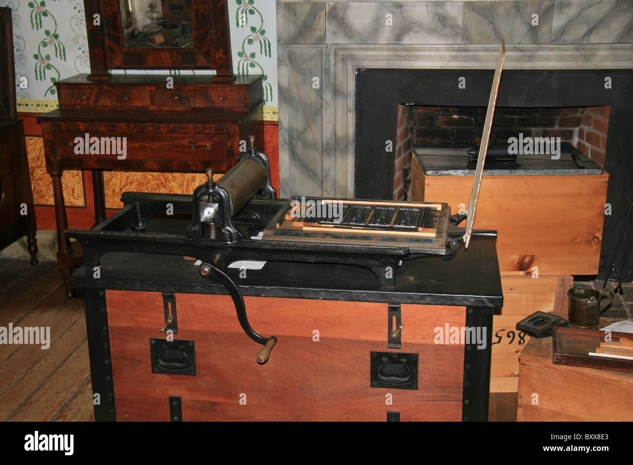 Civil War printing press in the Clover Inn Tavern in Appomattoc Court ...