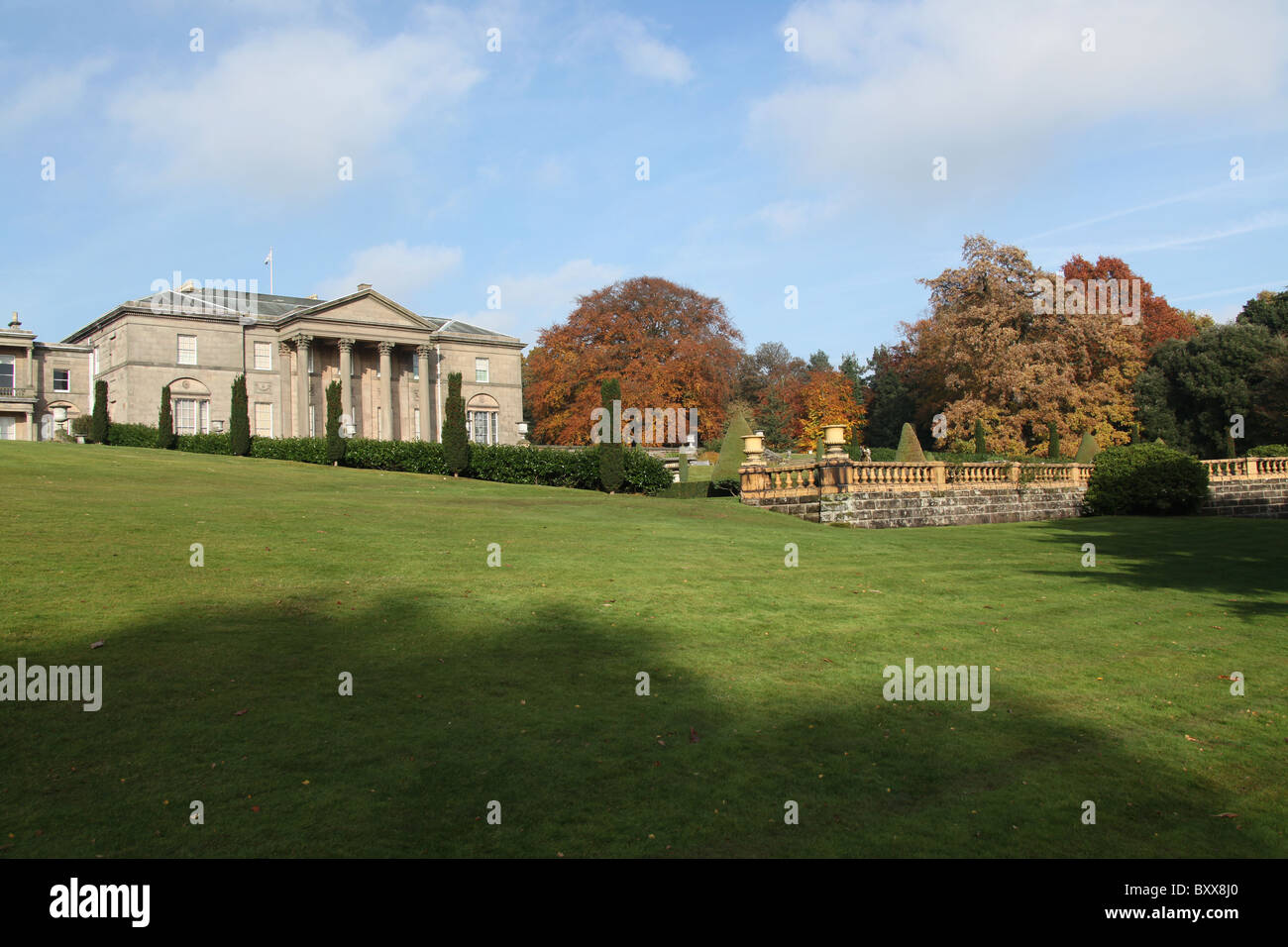 Estate of Tatton Park, England. Autumnal view of the 18th century ...