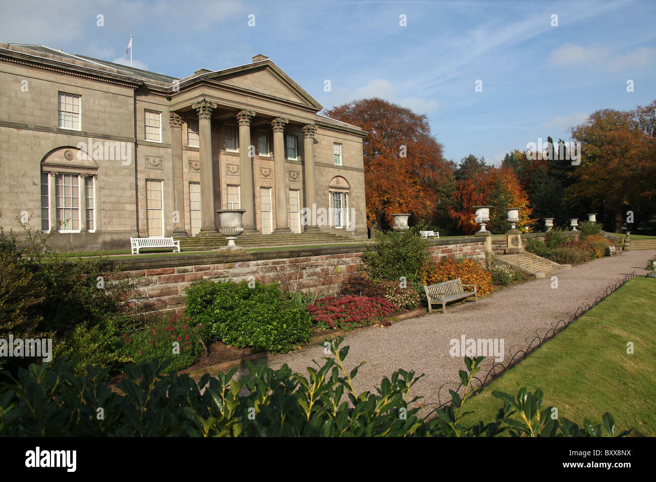 Estate of Tatton Park, England. Autumnal view of the 18th century ...