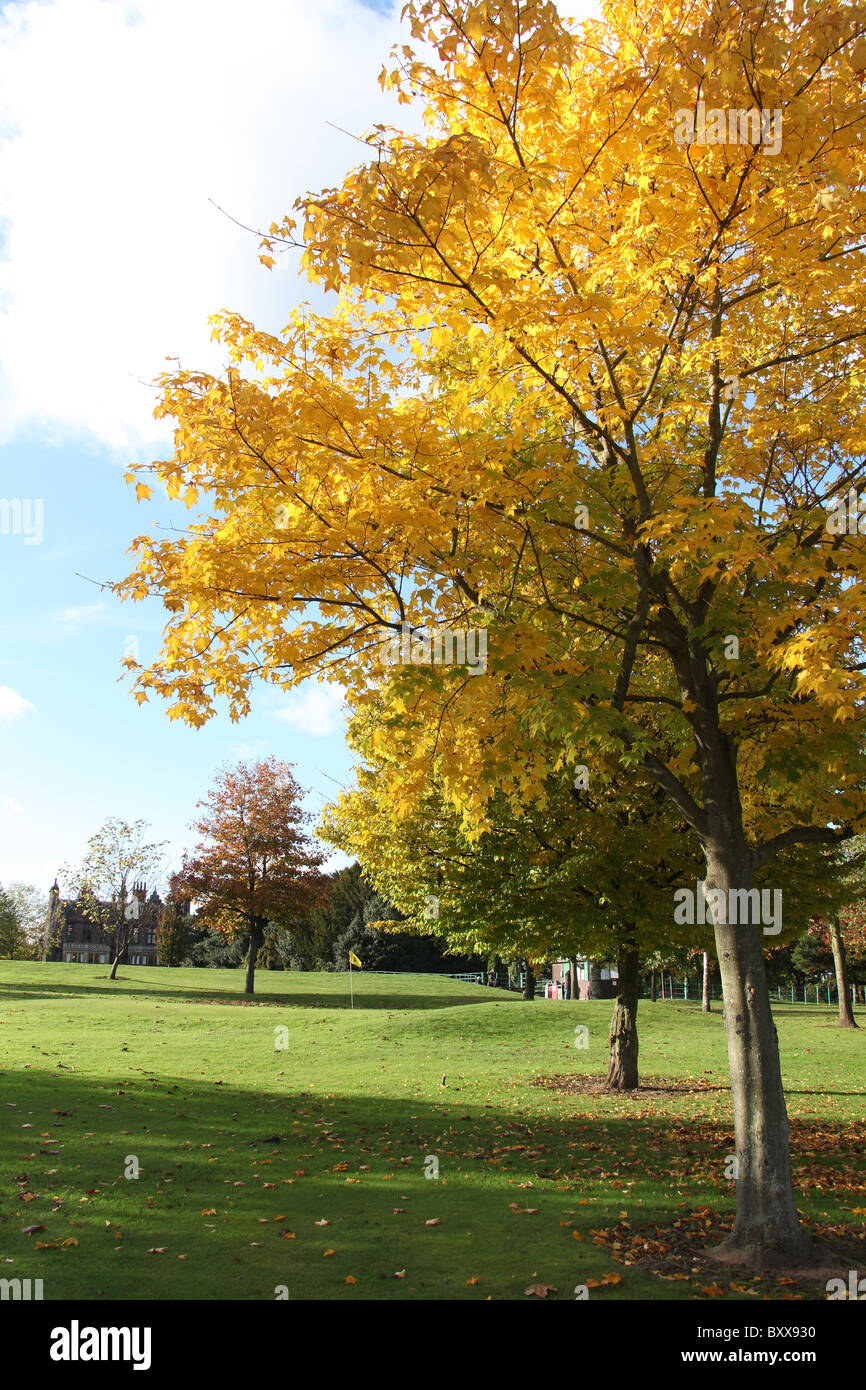 Walton Hall and Gardens. Autumnal view of Walton Hall pitch and putt ...