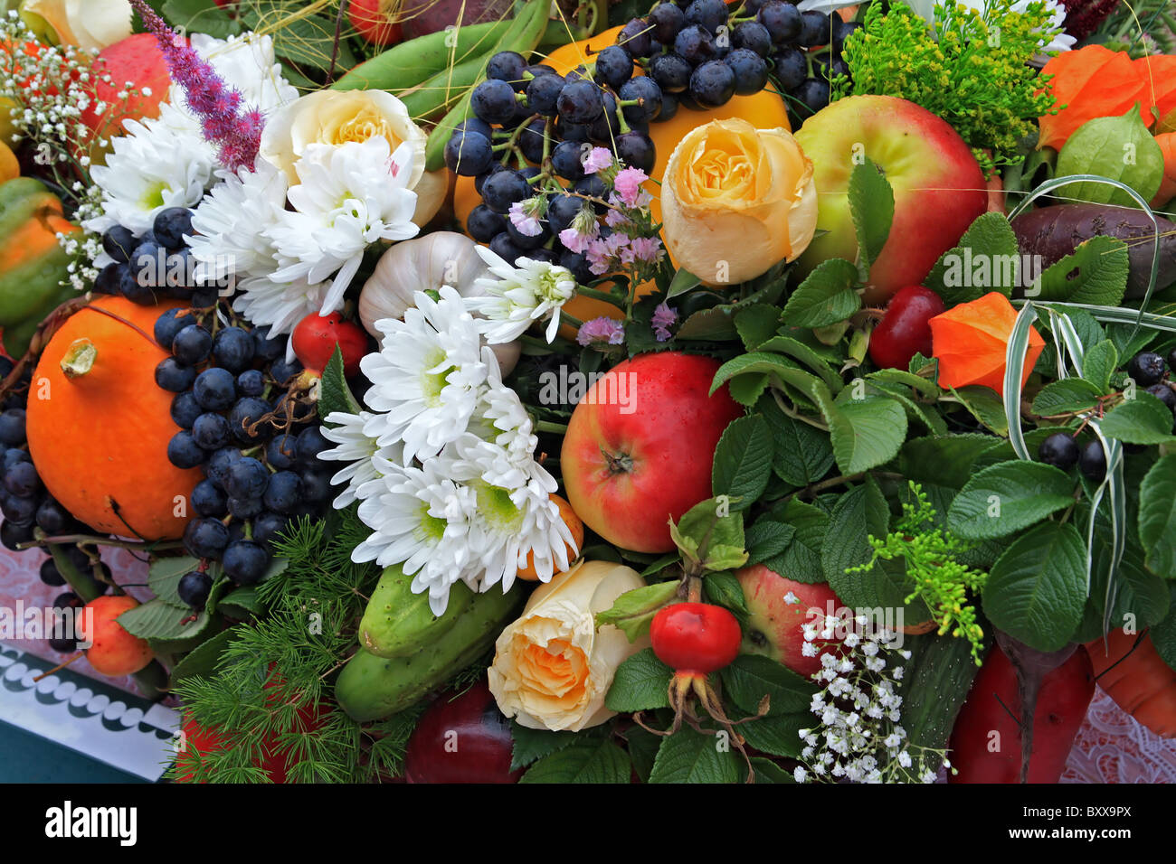 fruits and vegetables on rural market Stock Photo - Alamy