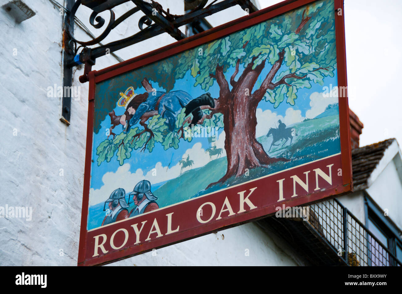 Royal Oak Inn pub sign, Woodchester, Gloucestershire, UK Stock Photo ...