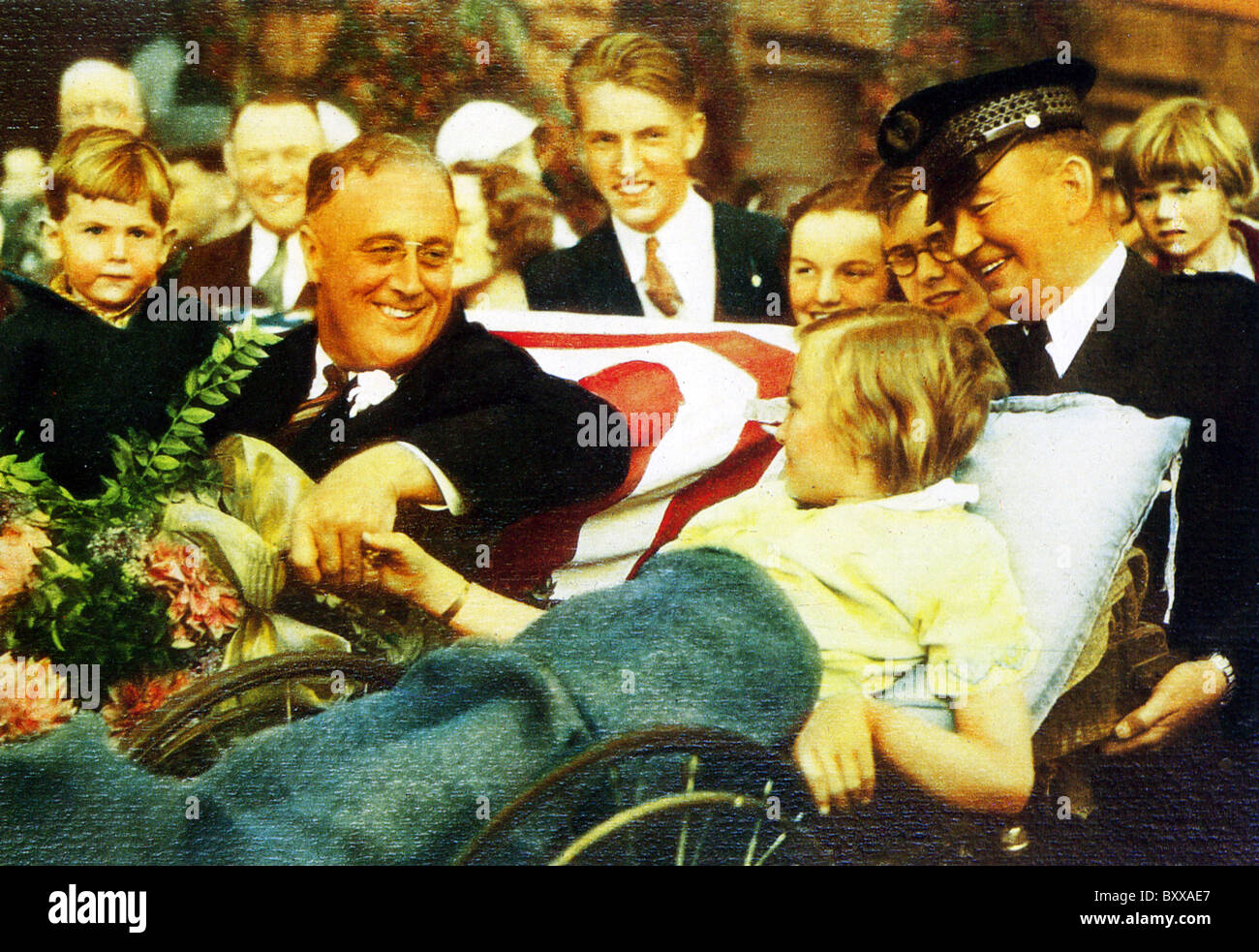 PRESIDENT FRANKLIN D ROOSEVELT meets a fellow paralysis sufferer about ...
