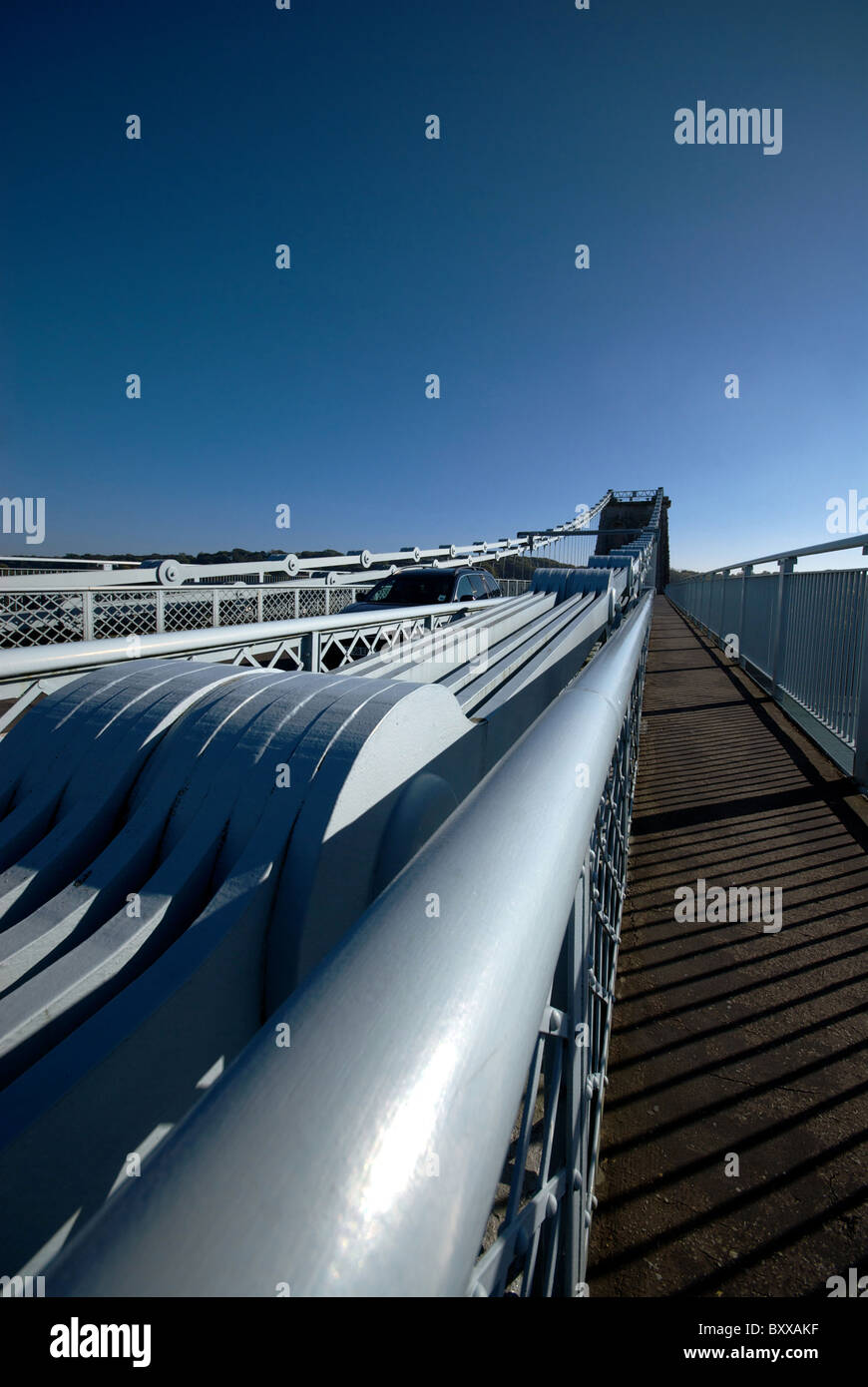 Menai Bridge Gwynedd Anglesea Wales UK Strait Porthaethwy Bangor A5 ...