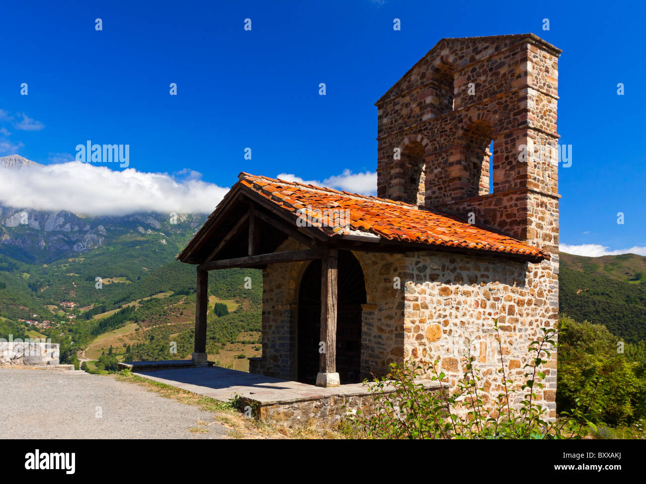 Ermita de San Miguel chapel near Santo Toribio de Liebana monastery ...
