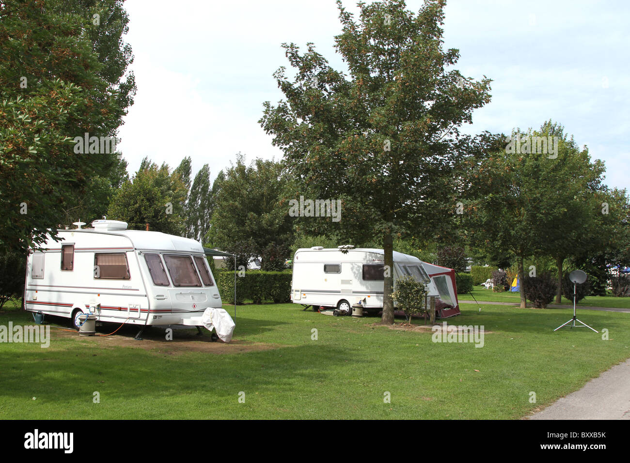 Touring caravans on a caravan park Stock Photo - Alamy