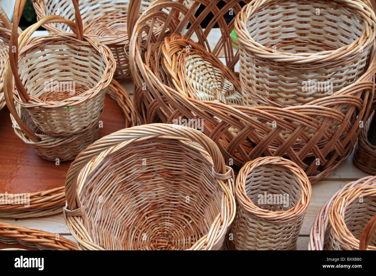 baskets on rural market Stock Photo - Alamy