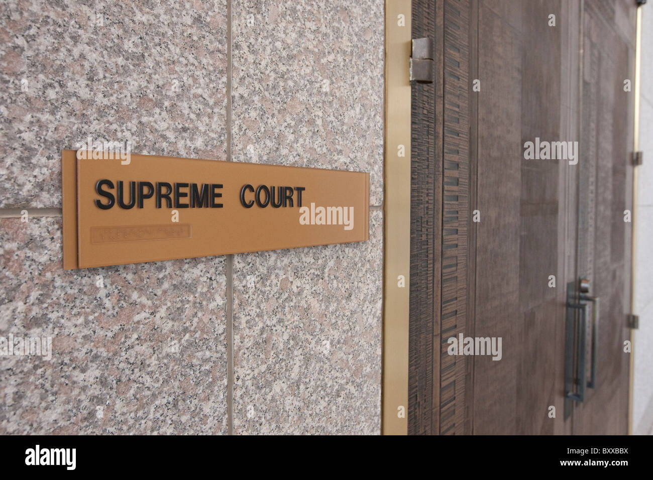 Sign for Texas Supreme Court chamber, written in English with Braille ...