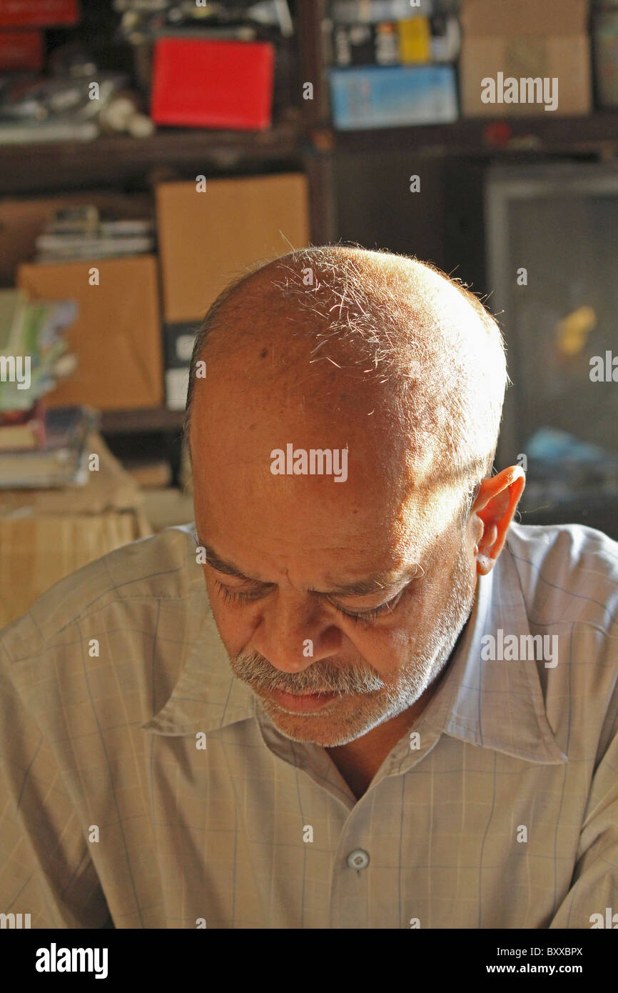Old Aged Bald, Senior Man, Reading, Working, Busy Stock Photo - Alamy