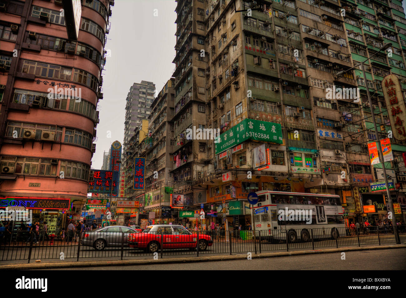 The infamous Nathan Road in Kowloon, Hong Kong iconic traditional place ...