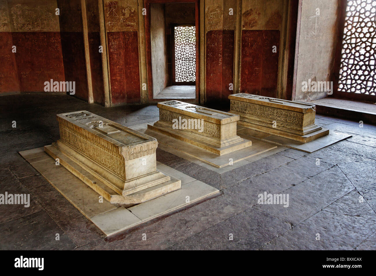 Tombs inside Humayun's Tomb, a complex of Mughal architecture built as ...