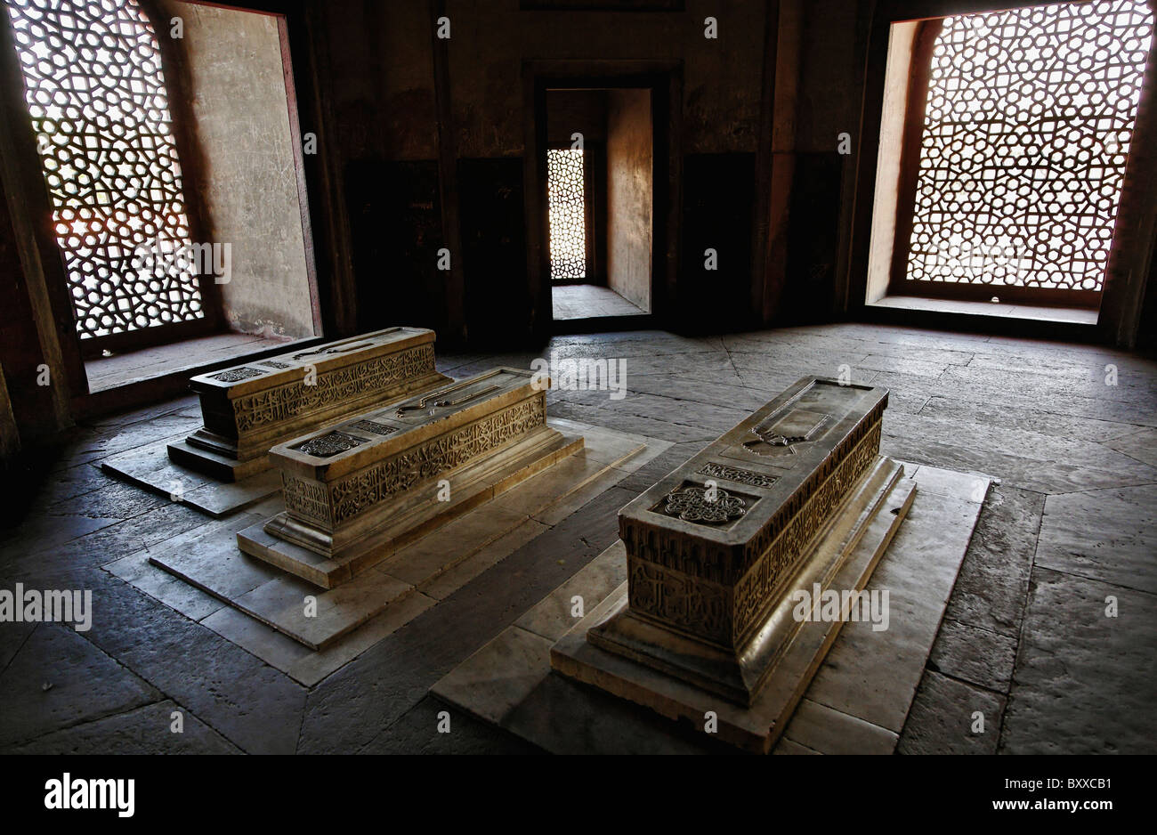 Tombs inside Humayun's Tomb, a complex of Mughal architecture built as ...