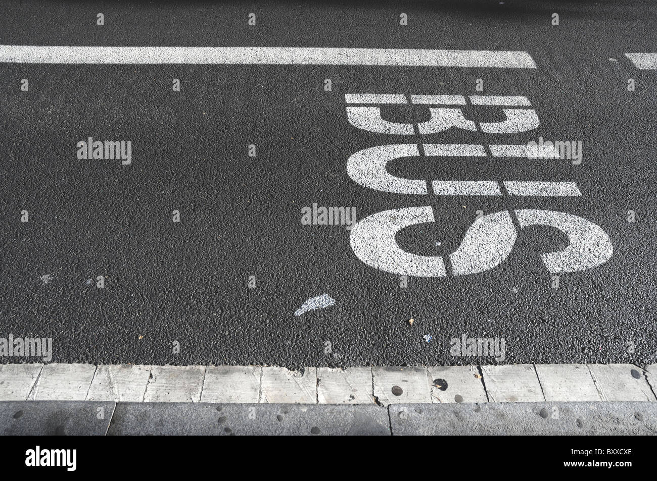 An example of a bus lane in Barcelona, Spain Stock Photo - Alamy