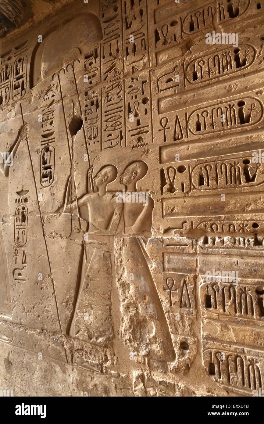 Relief of fan bearers at Medinet Habu , Mortuary Temple of Ramesses III ...