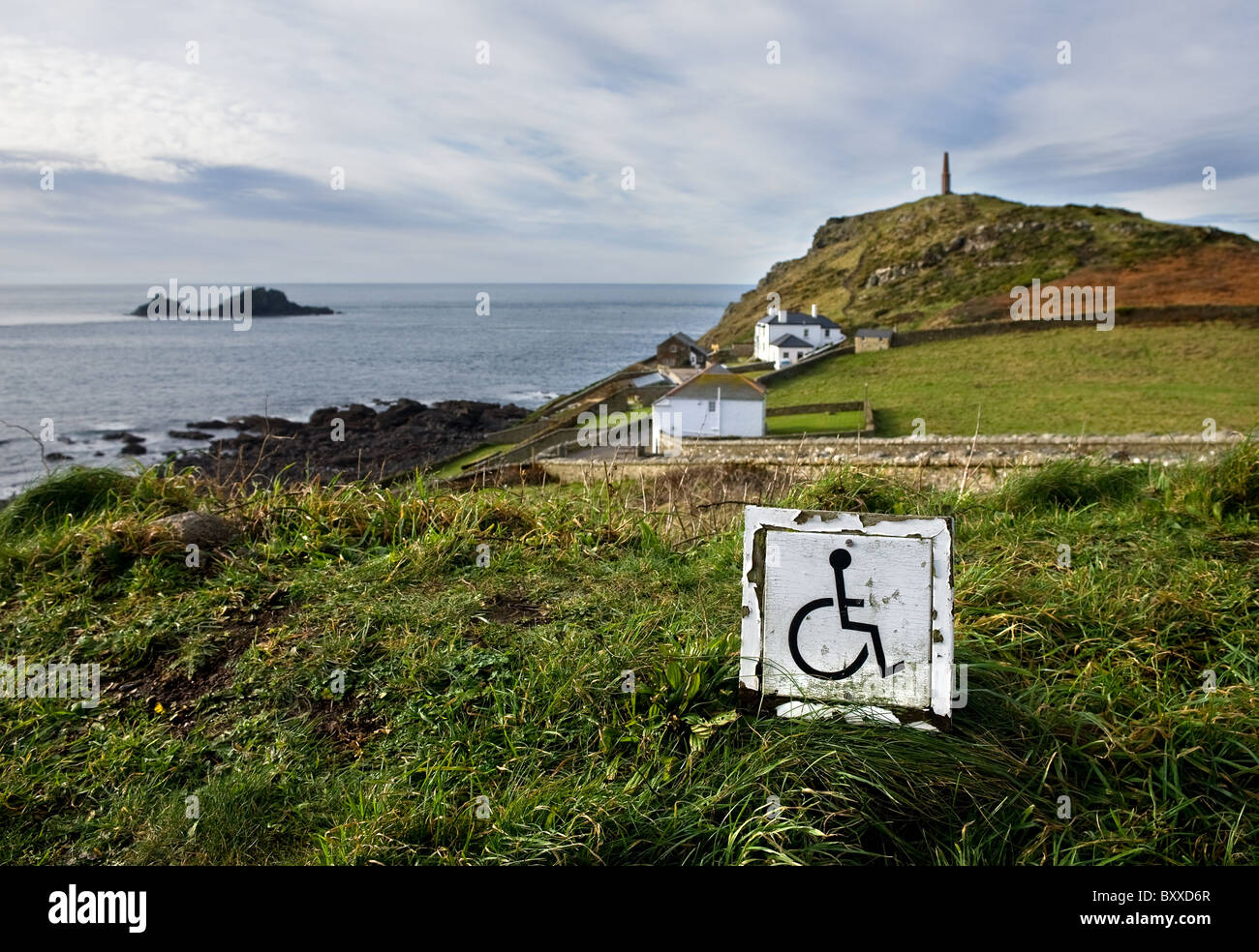 A disabled sign at Cape Cornwall. Photograph by Gordon Scammell Stock ...