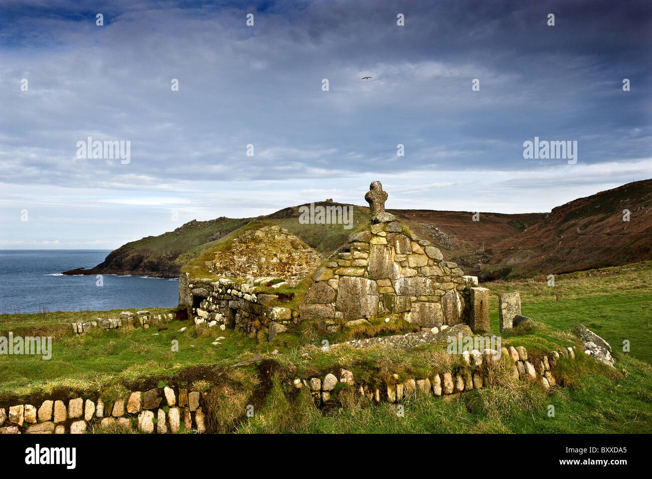 St Helens Oratory at Cape Cornwall. Photograph by Gordon Scammell Stock ...