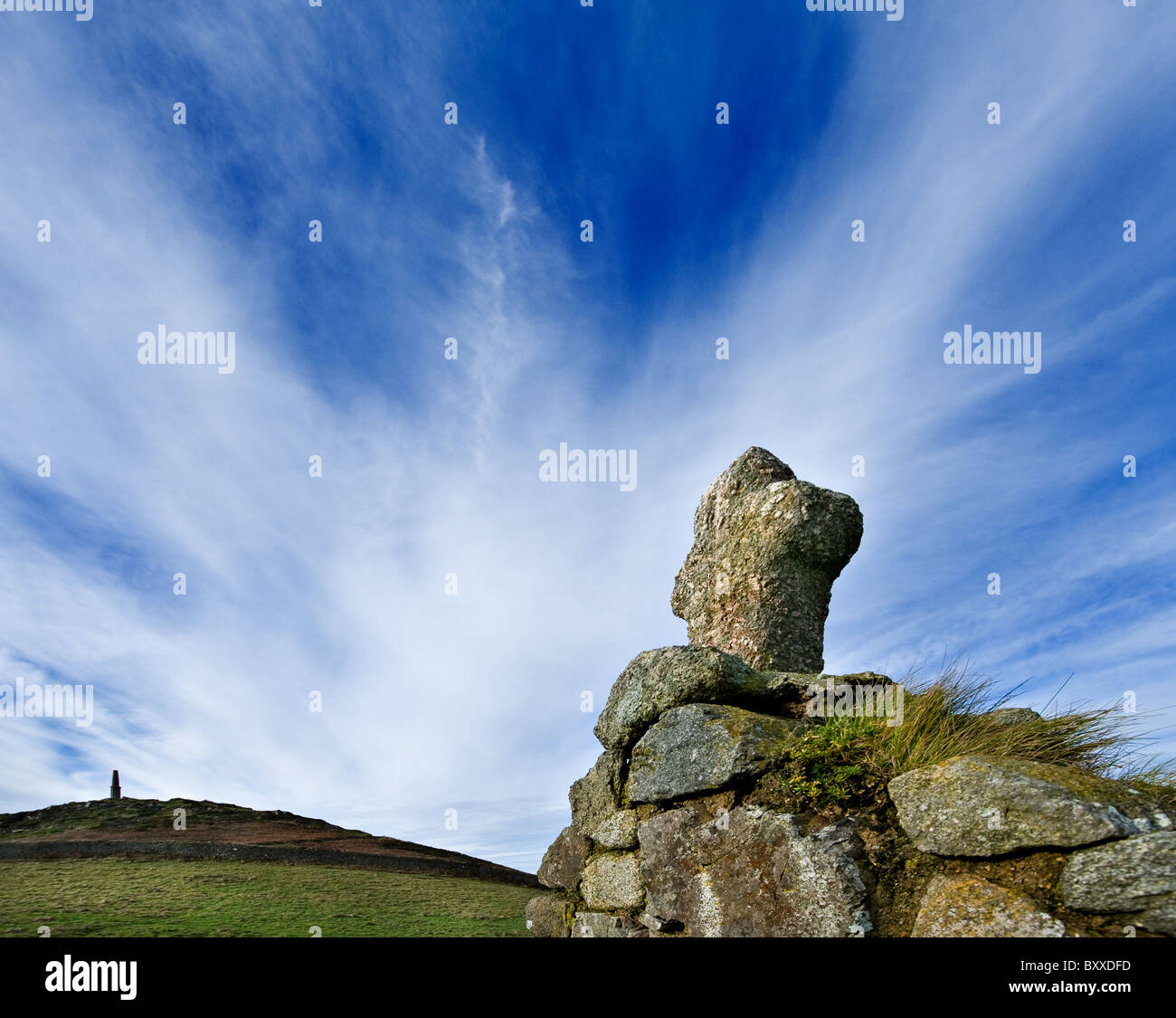 The cross on a wall of St Helens Oratory at Cape Cornwall Stock Photo ...