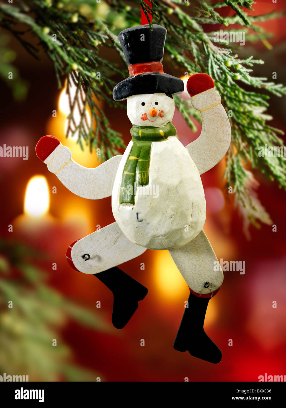 Traditional Christmas tree snowman decoration Stock Photo - Alamy