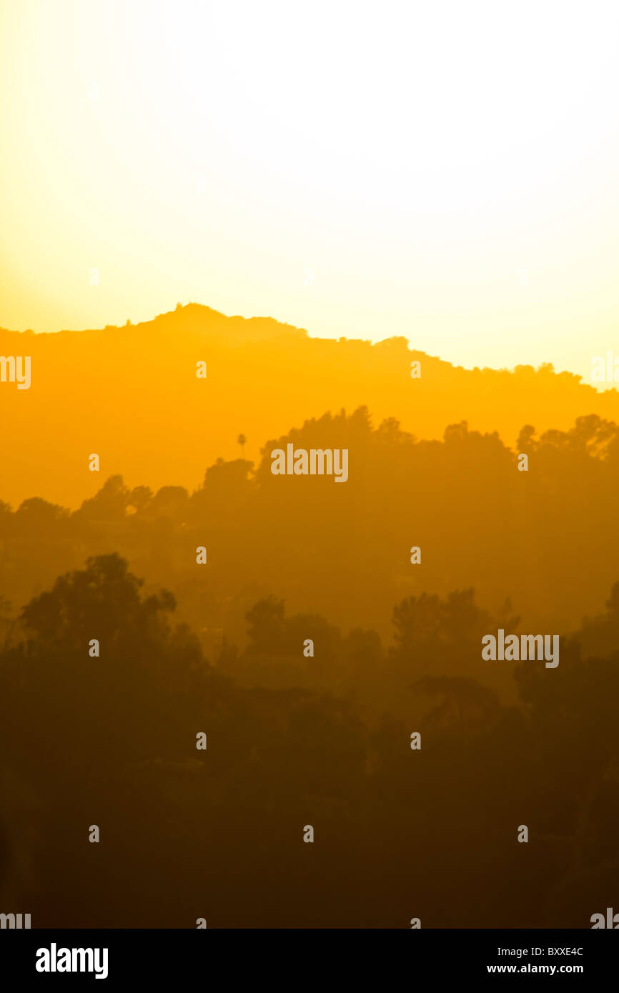 A sunset over Los Angles hills Stock Photo - Alamy