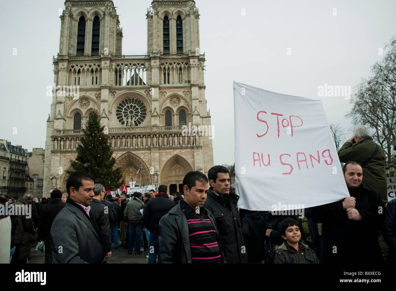 Paris, France, Large Crowd People, Protesting, Terrorism, Coptic ...