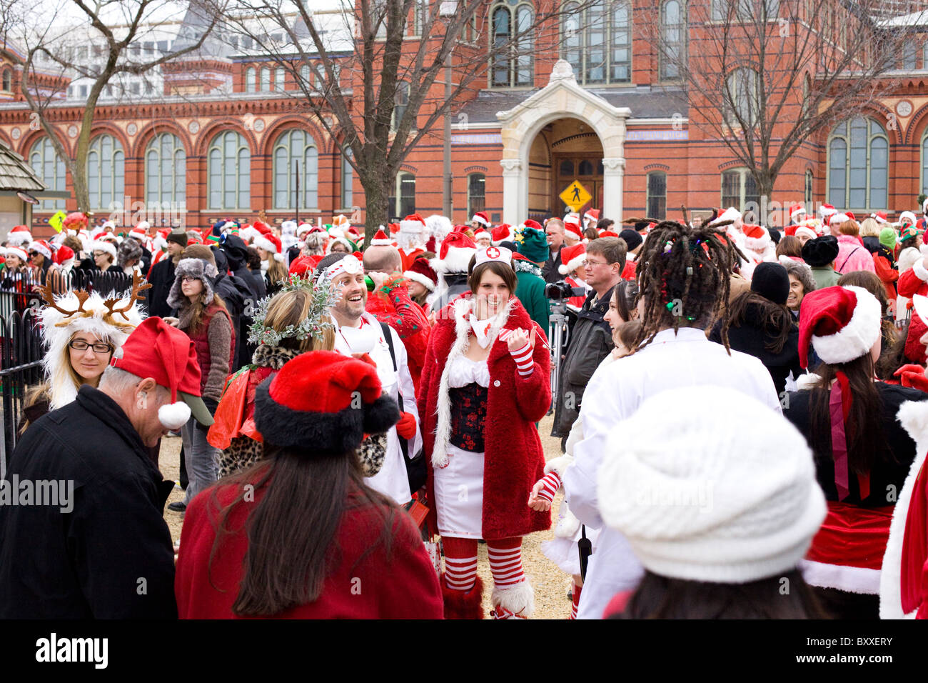 A SantaCon gathering Stock Photo - Alamy