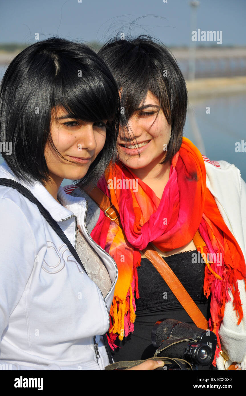 Two Indian girls smiling Stock Photo - Alamy