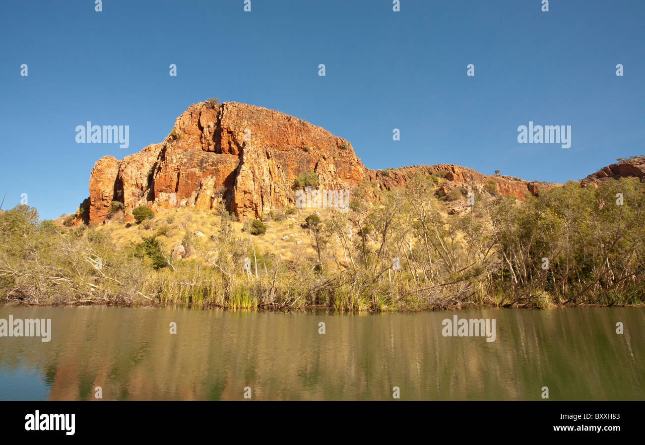 Red rocky outcrop on Ord River, Kununurra, Kimberley, Western Australia ...