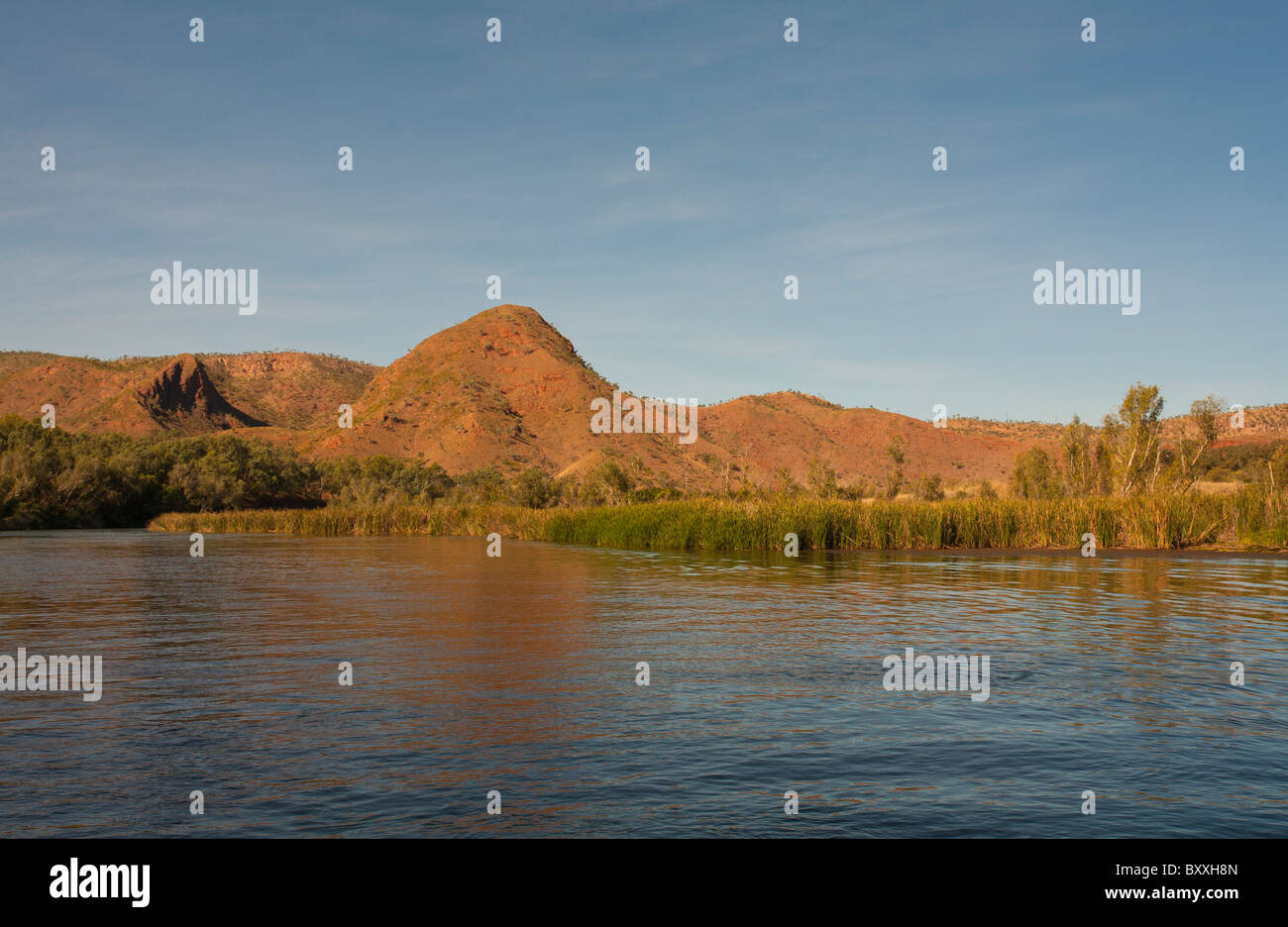 Red mountain range on Ord River, Kununurra, Kimberley, Western ...