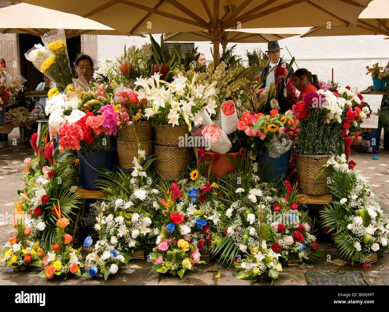 Ecuador. Cuenca city. Flowers square Stock Photo - Alamy
