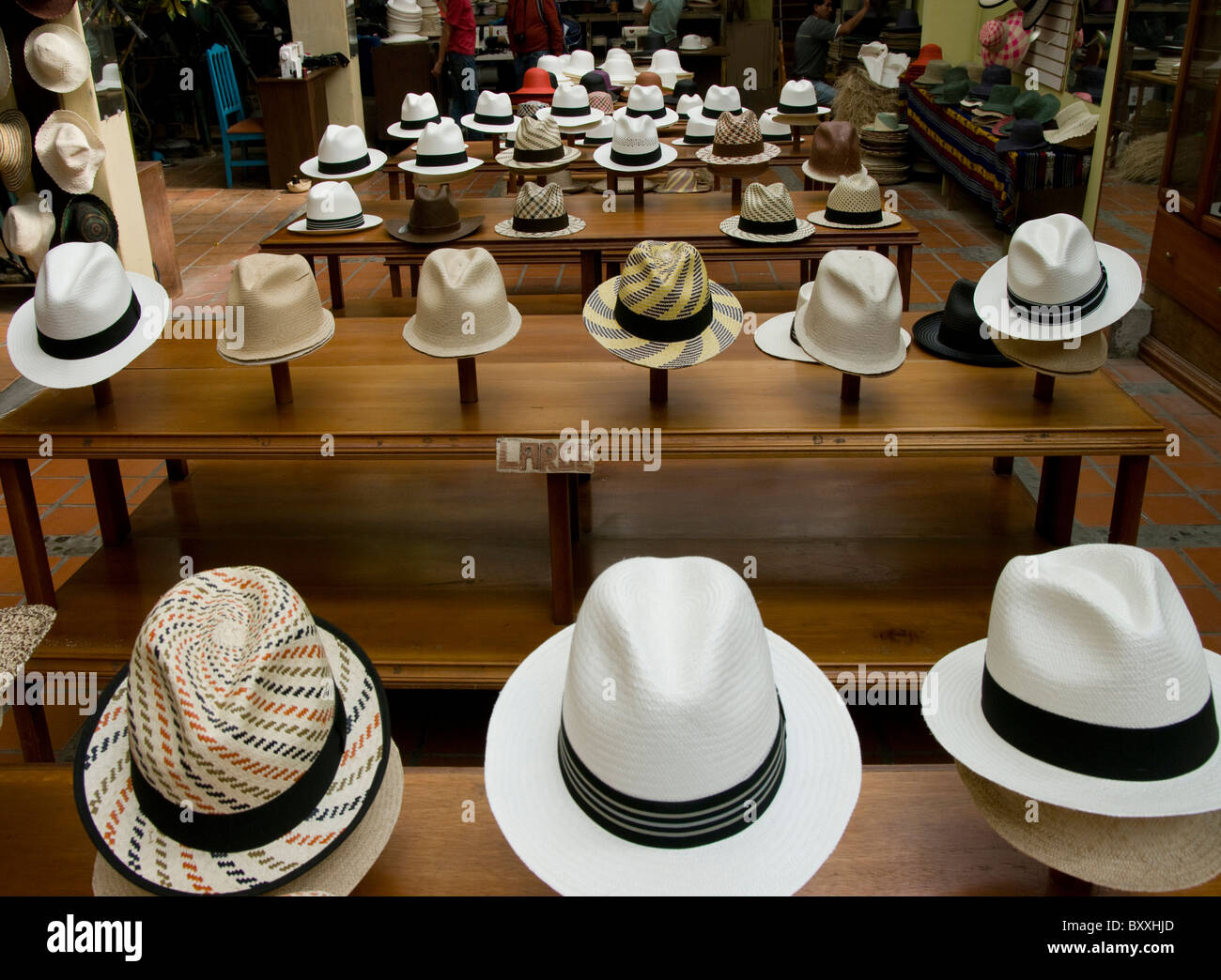 Ecuador. Cuenca city. Hat shop artisans Stock Photo - Alamy