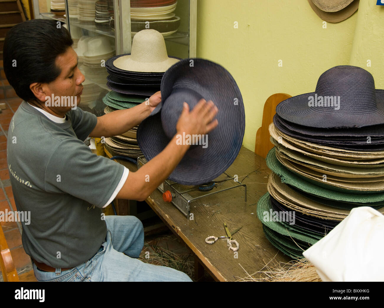 Ecuador. Cuenca city. Hat factory artisans Stock Photo - Alamy