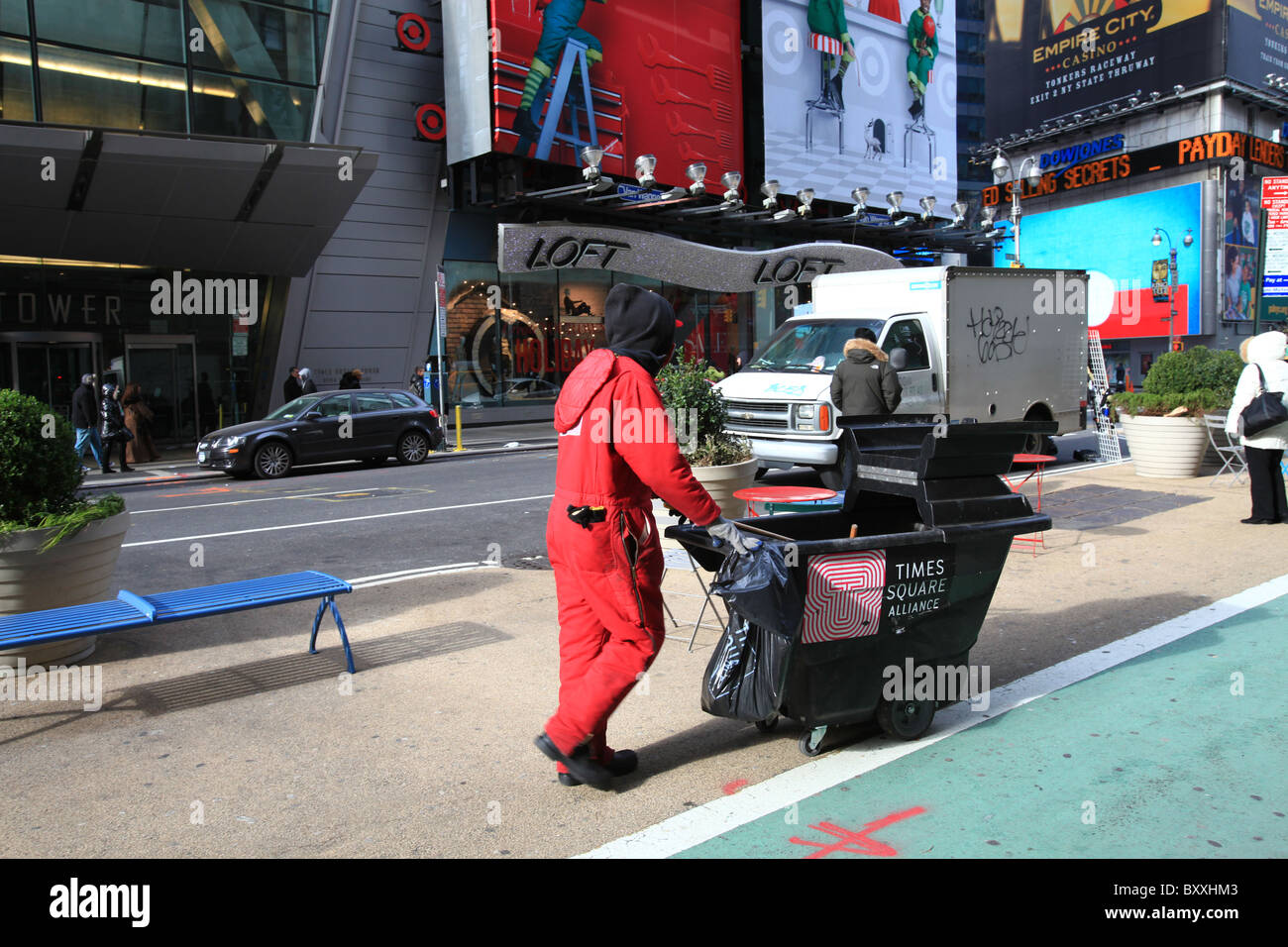 Garbage man pushing trash cart hi-res stock photography and images - Alamy