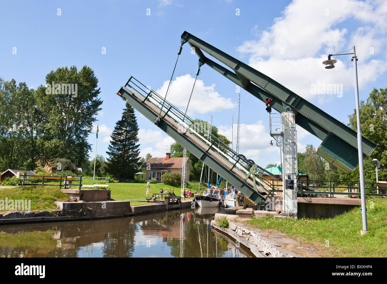 Open Bridge at the Gota Canal in Tatorp, Sweden Stock Photo - Alamy