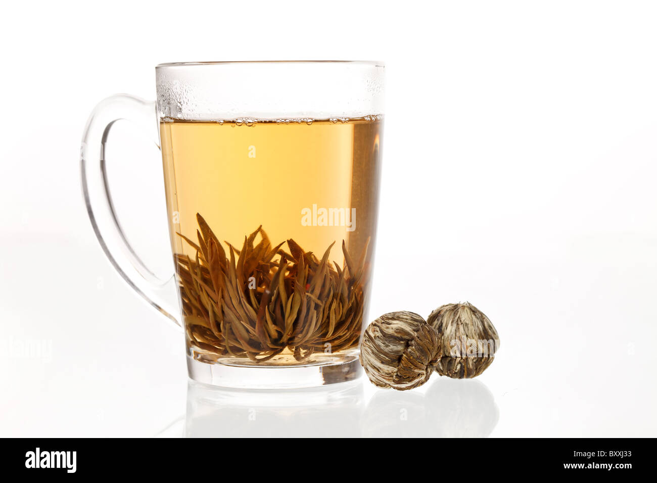 green tea with flower Stock Photo - Alamy