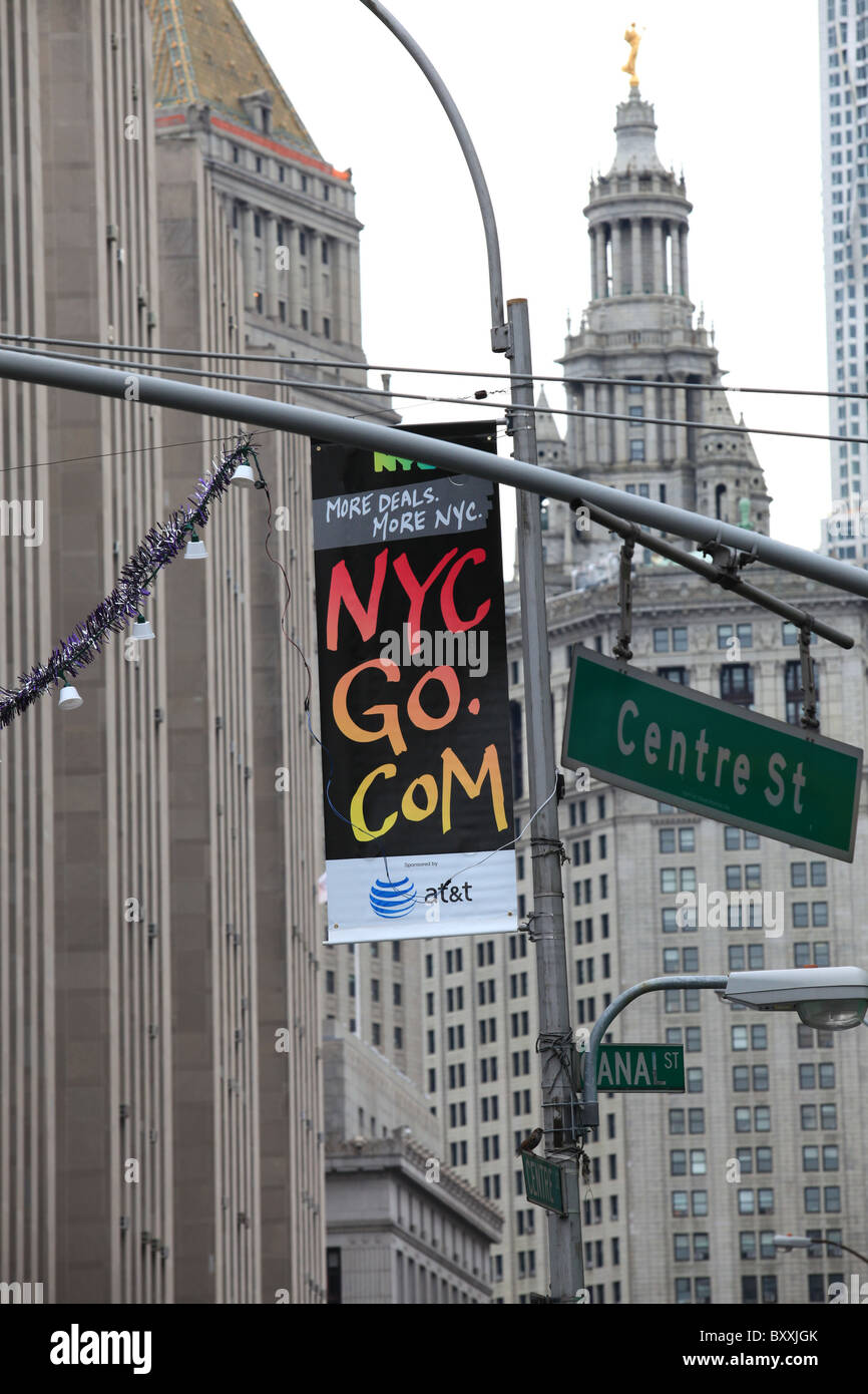 NYCgo.com poster hung at Centre st corner in Chinatown, New York city ...