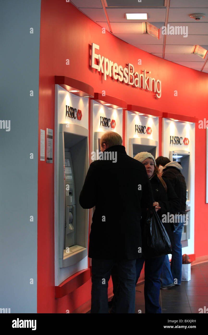 People using HSBC ExpressBanking ATMs in New York city 2010 Stock Photo ...