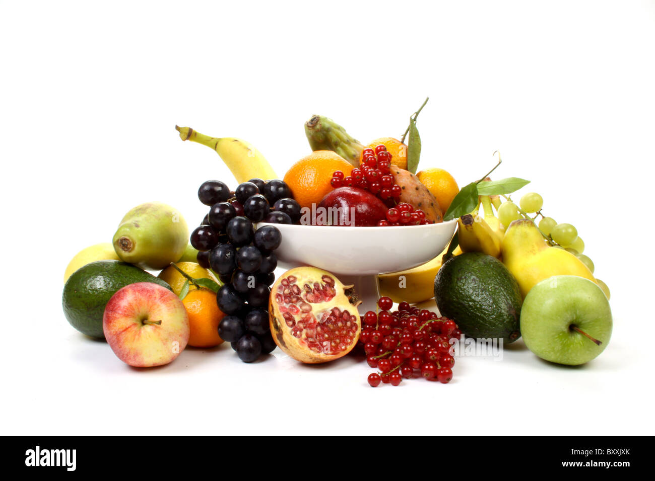 Composition of several fruits on a fruit-dish Stock Photo - Alamy