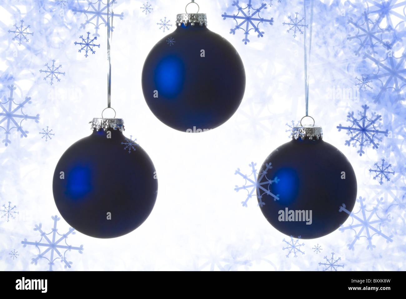 Close-up of three blue balls over Christmas background Stock Photo - Alamy