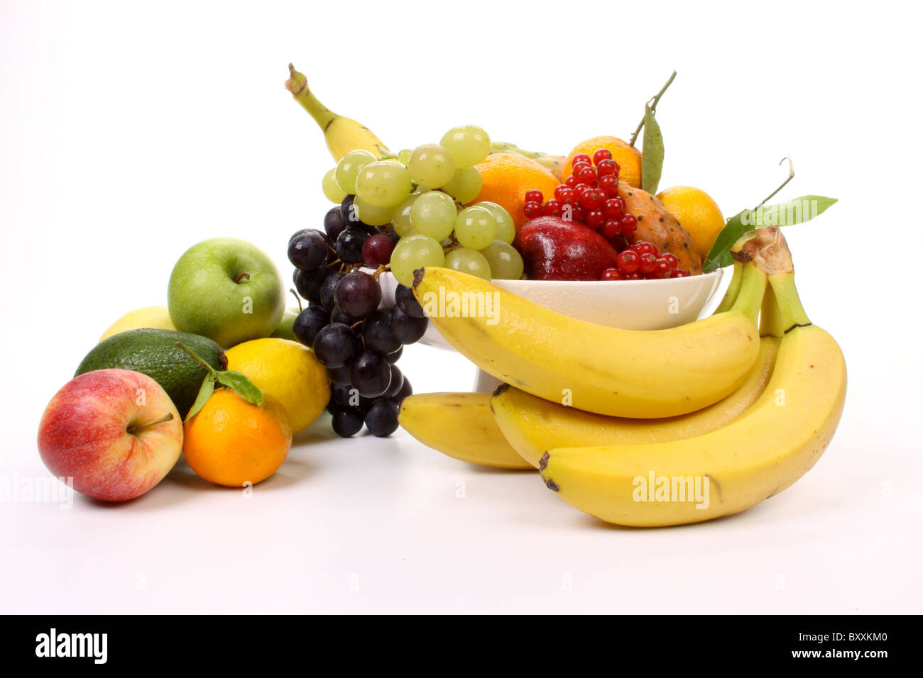 Composition of several fruits on a fruit-dish Stock Photo - Alamy