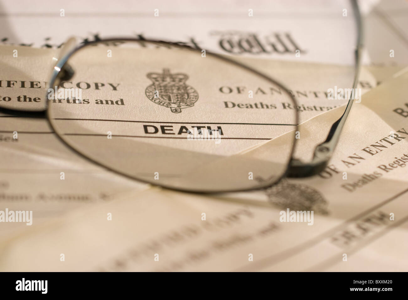 UK Death certificate, certificates, with last will and testament Stock ...