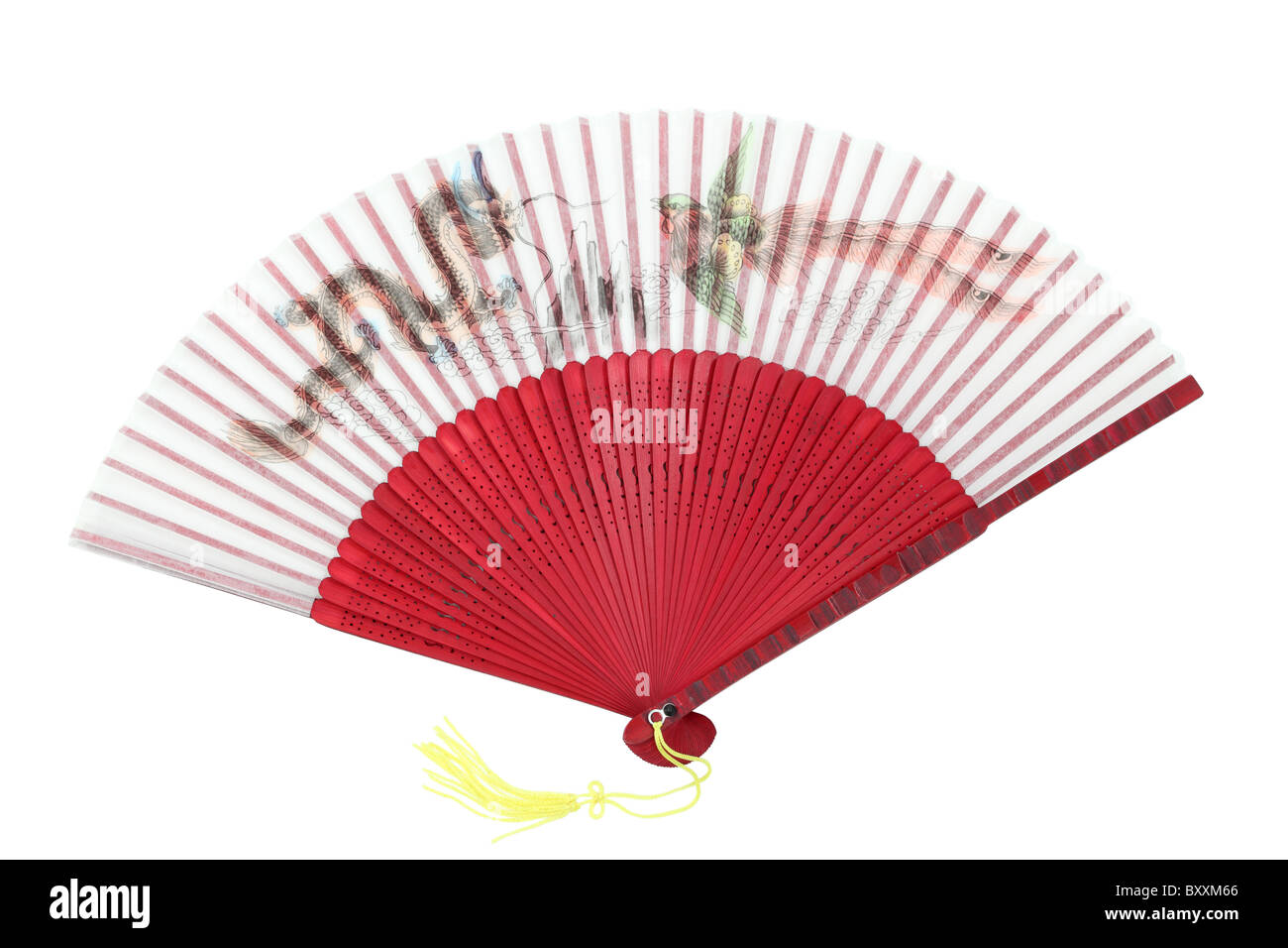 Beautiful Chinese fan isolated over white background Stock Photo - Alamy