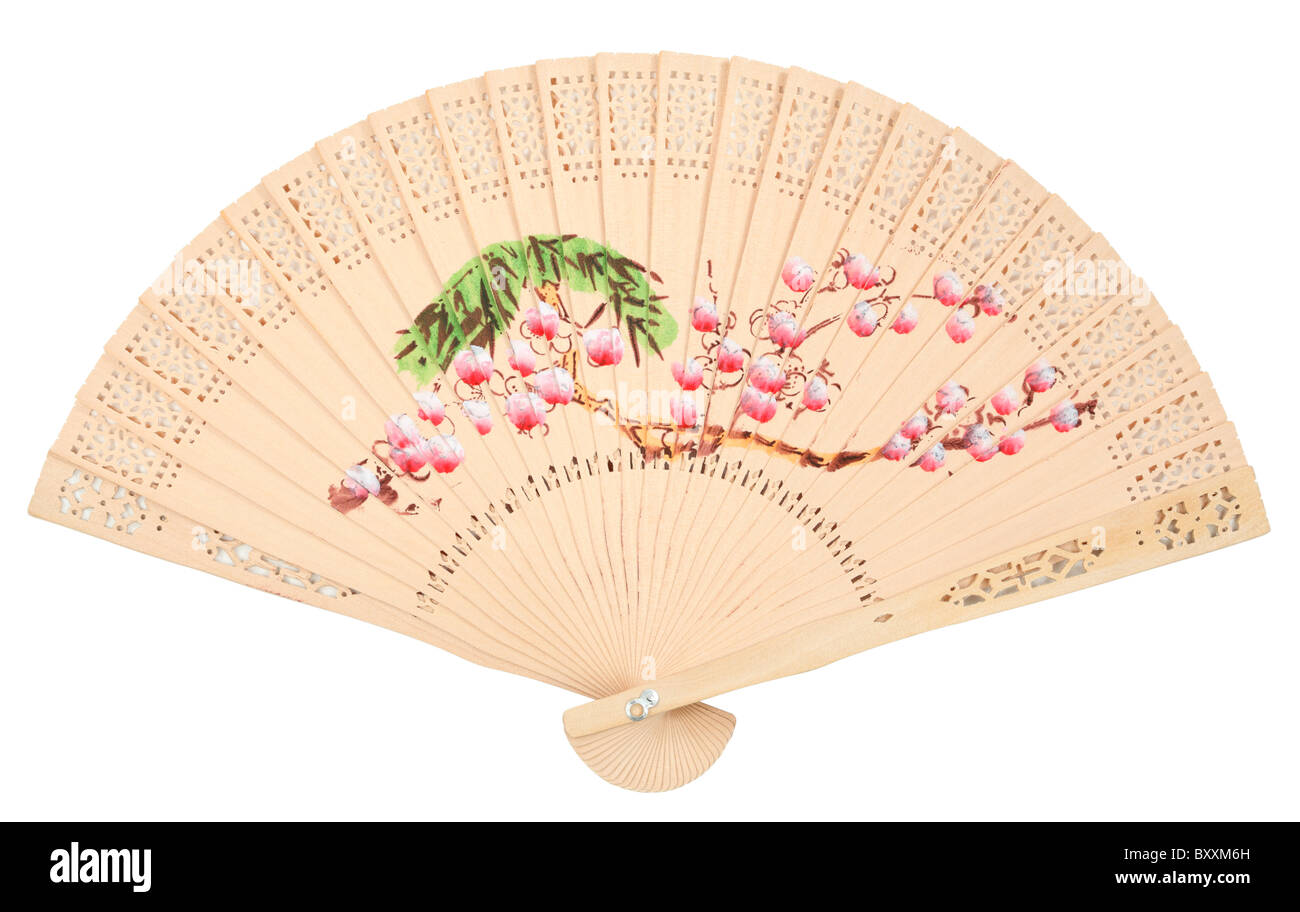 Beautiful Chinese fan isolated over white background Stock Photo - Alamy